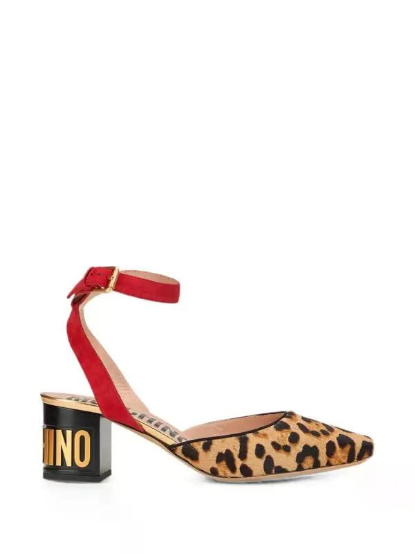 Moschino Leopard-print Logo Plaque Pumps