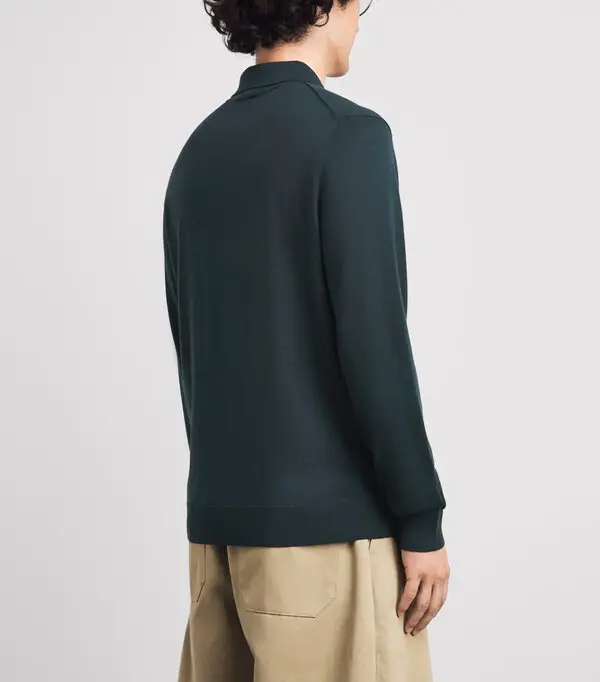 Paul Smith Merino Wool Quarter Zip Sweater With Signature Stripe Accent