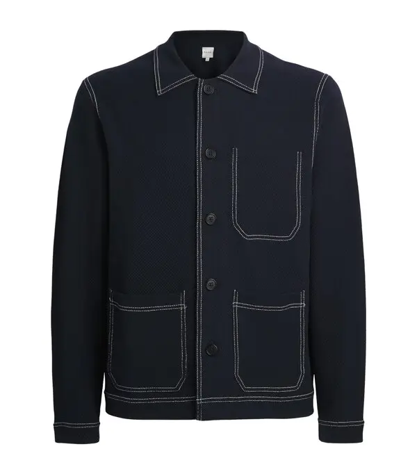 Paul Smith Merino Wool-blend Contrast-stitch Overshirt