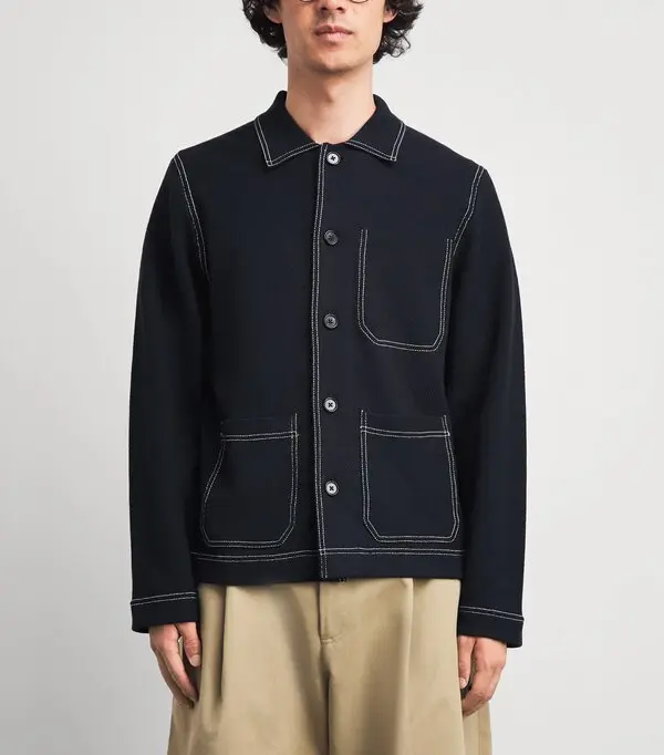 Paul Smith Merino Wool-blend Contrast-stitch Overshirt