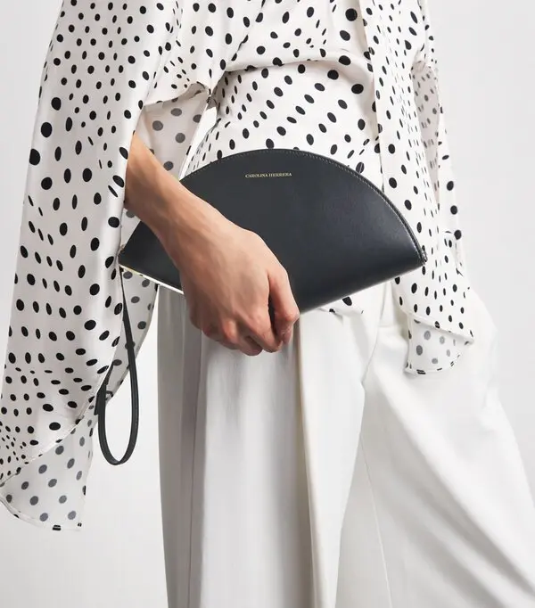 Carolina Herrera Leather Consuelo Clutch Bag - Black
