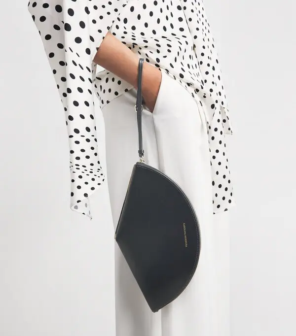 Carolina Herrera Leather Consuelo Clutch Bag - Black