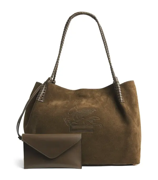 Etro Medium Suede Libra Shoulder Bag - Green