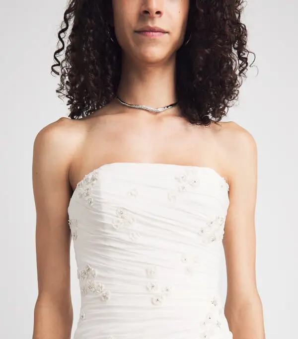 SANDRA MANSOUR Embellished Strapless Gown
