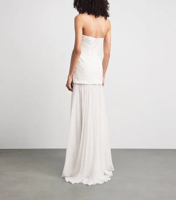 SANDRA MANSOUR Embellished Strapless Gown