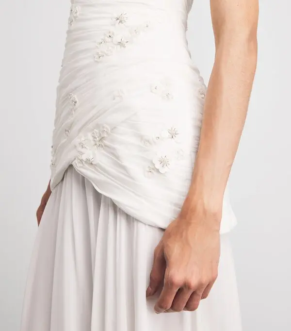 SANDRA MANSOUR Embellished Strapless Gown