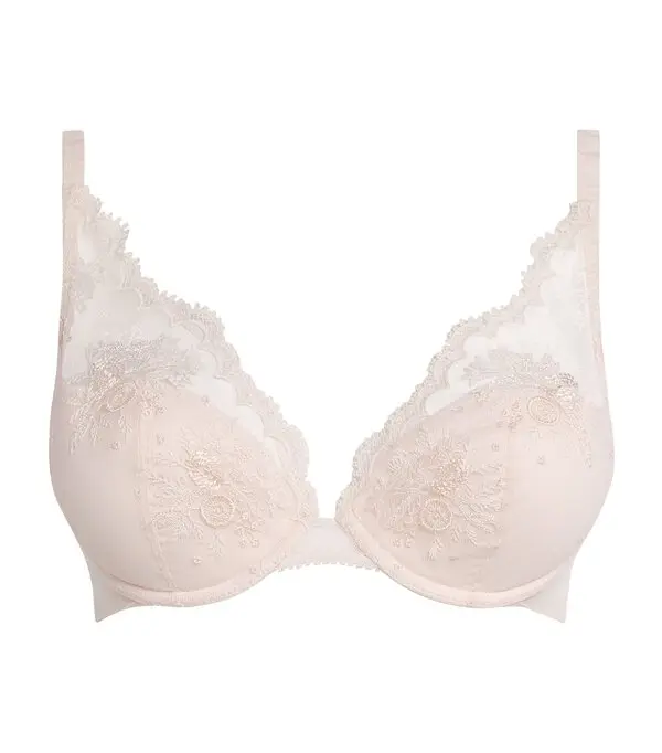 Simone Perele Lace Intrigue Plunge Push-up Bra - Pink