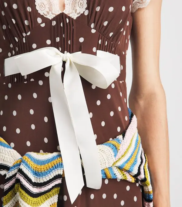 Rixo Marlice Silk Polka Dot Midi Dress - Brown