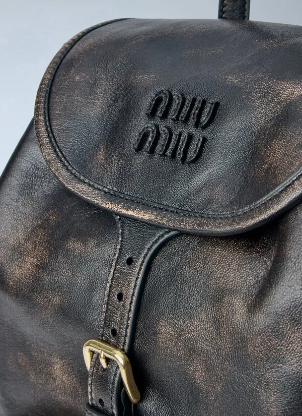 Miu Miu Leather Backpack With Buckle Detail - Multicolor