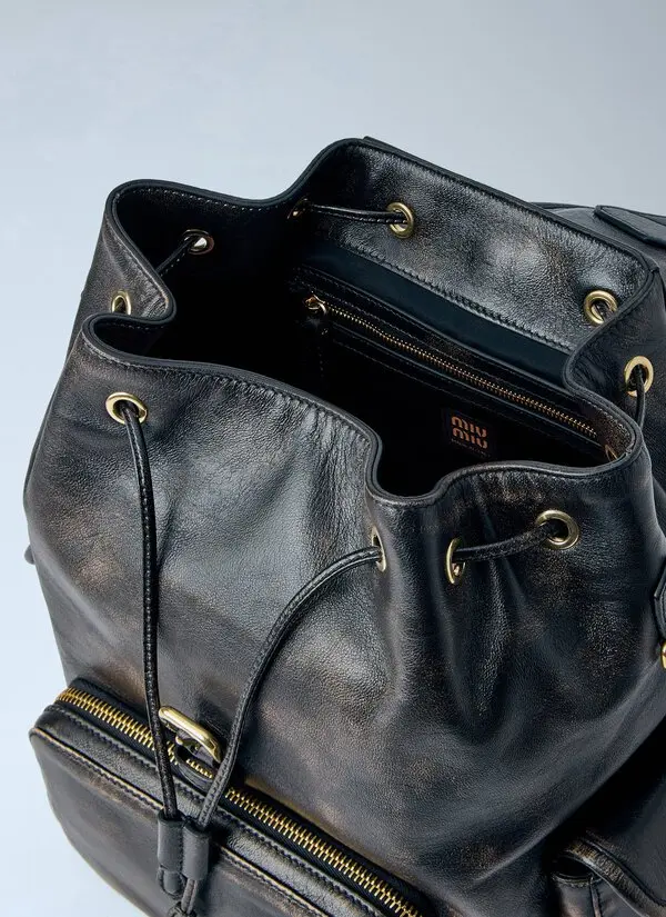 Miu Miu Leather Backpack With Buckle Detail - Multicolor