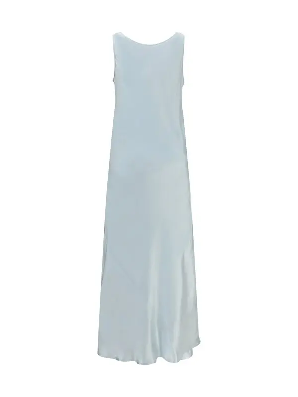 Miu Miu Long Satin V-neck Dress
