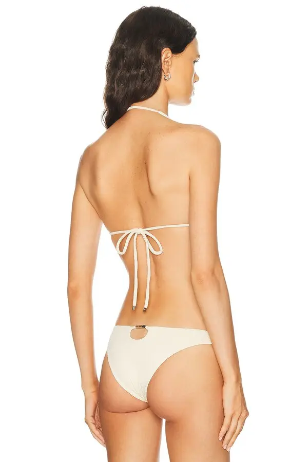 ZIAH Tweed Beaded Halter Bikini Top
