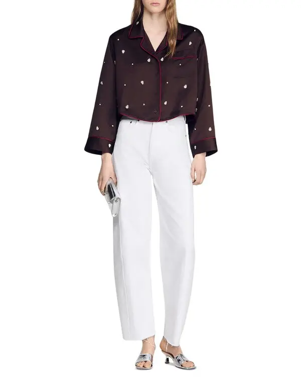 Sandro Shirt With Beads And Rhinestones
