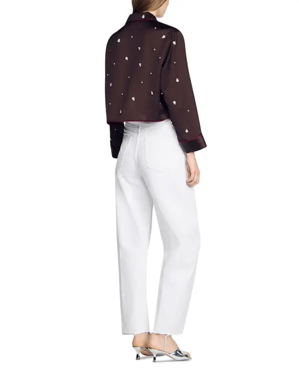 Sandro Shirt With Beads And Rhinestones