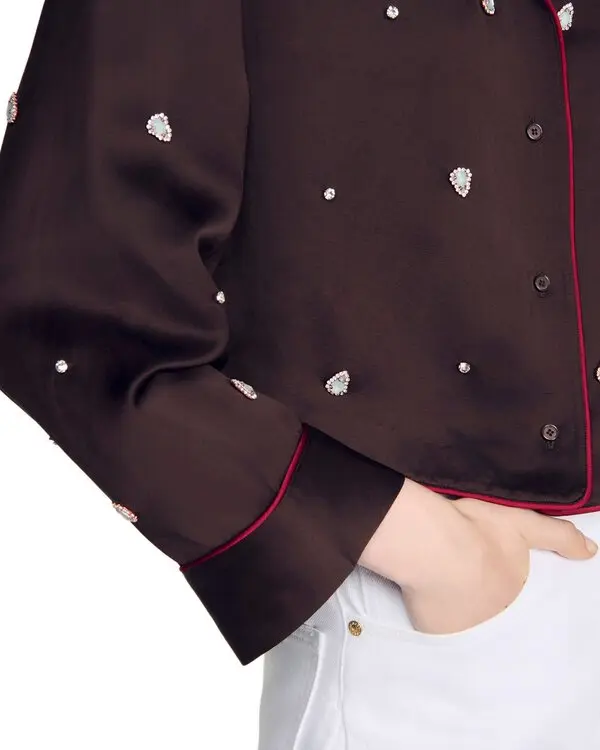 Sandro Shirt With Beads And Rhinestones