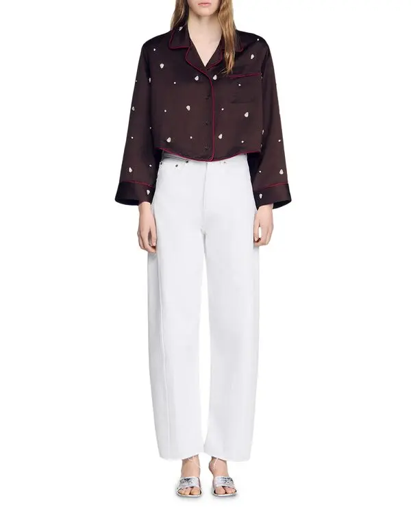 Sandro Shirt With Beads And Rhinestones