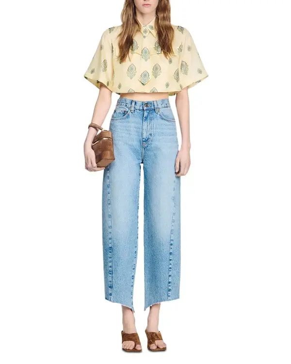 Sandro Paisley Print Crop Top