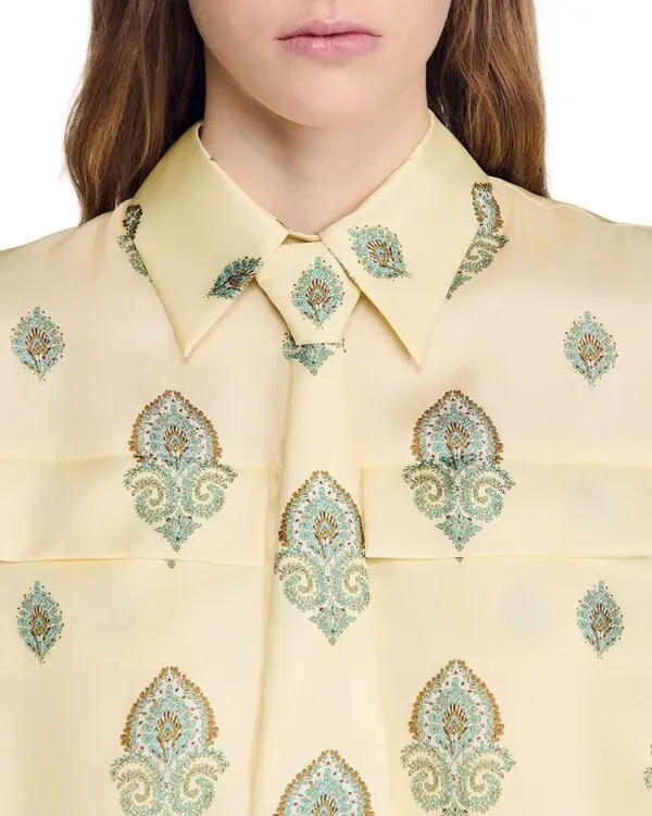 Sandro Paisley Print Crop Top