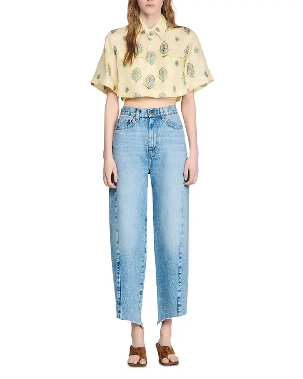 Sandro Paisley Print Crop Top