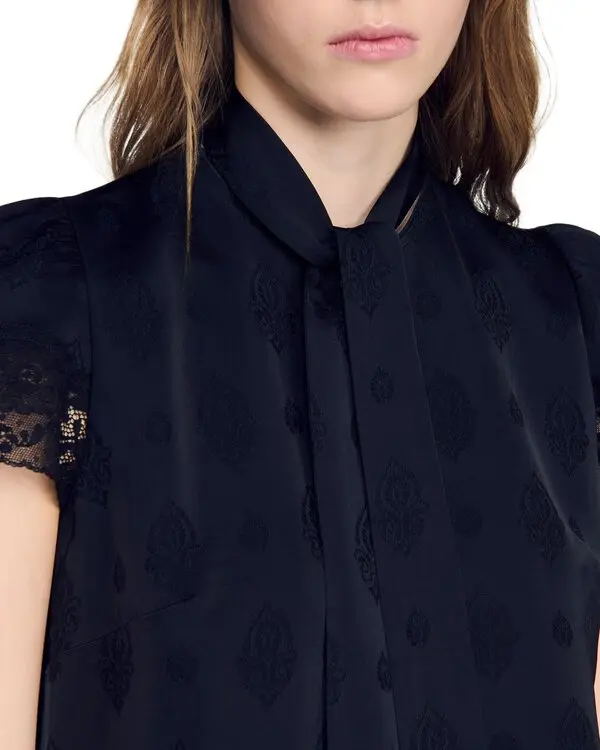 Sandro Paisley Jacquard Crop Top