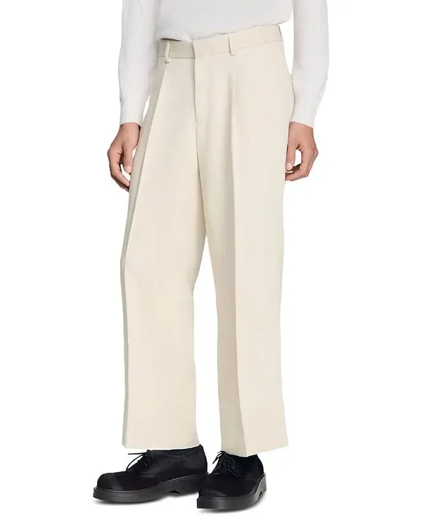 Sandro Fw26 Pierre Wide Leg Cotton Linen Trousers