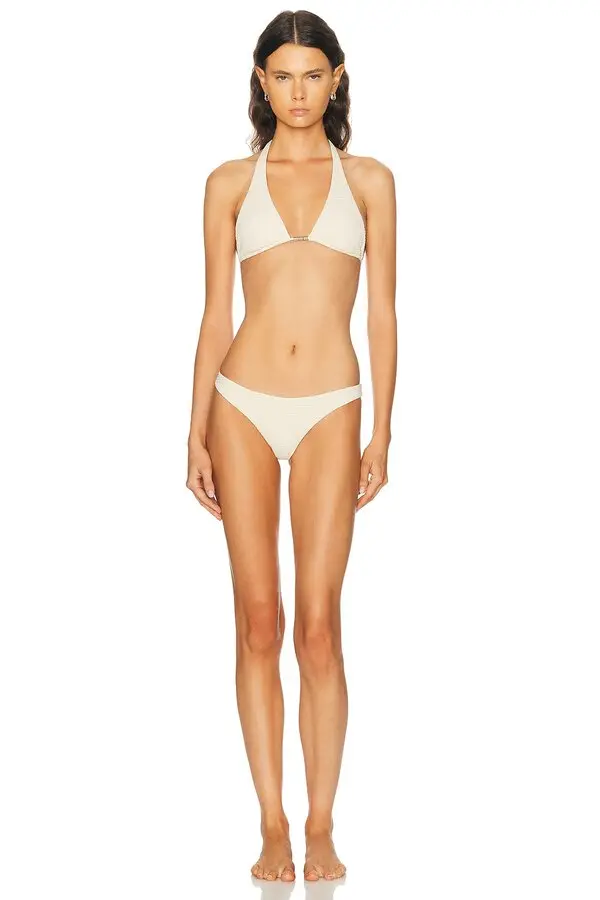 ZIAH Tweed Beaded Cut Out Bikini Bottom