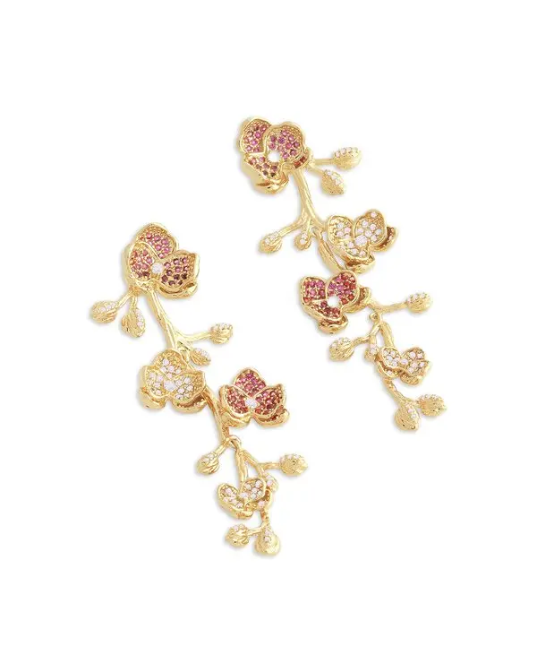 ANABEL ARAM Pave Orchid Linear Drop Earrings