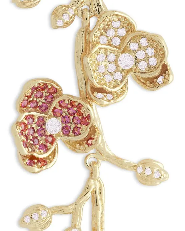 ANABEL ARAM Pave Orchid Linear Drop Earrings