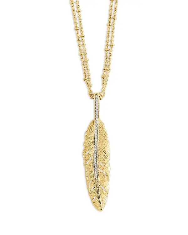 ANABEL ARAM Pave Feather Large Pendant Necklace, 17-18