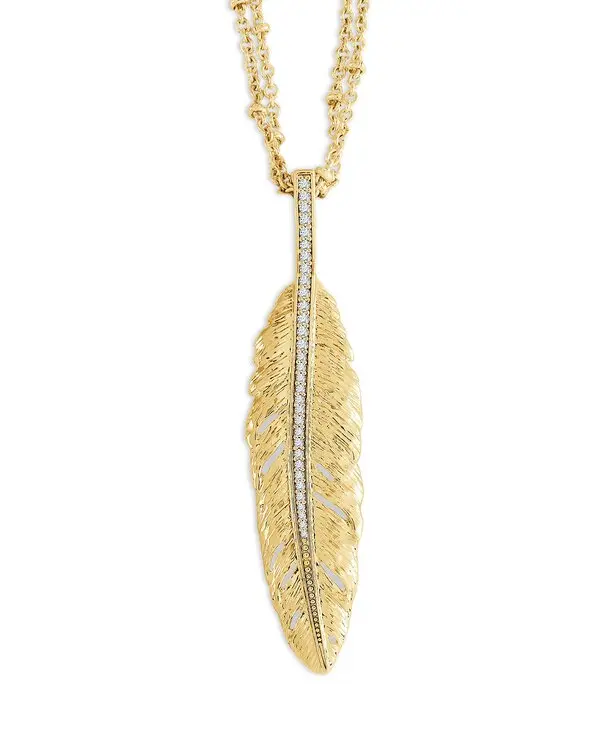 ANABEL ARAM Pave Feather Large Pendant Necklace, 17-18