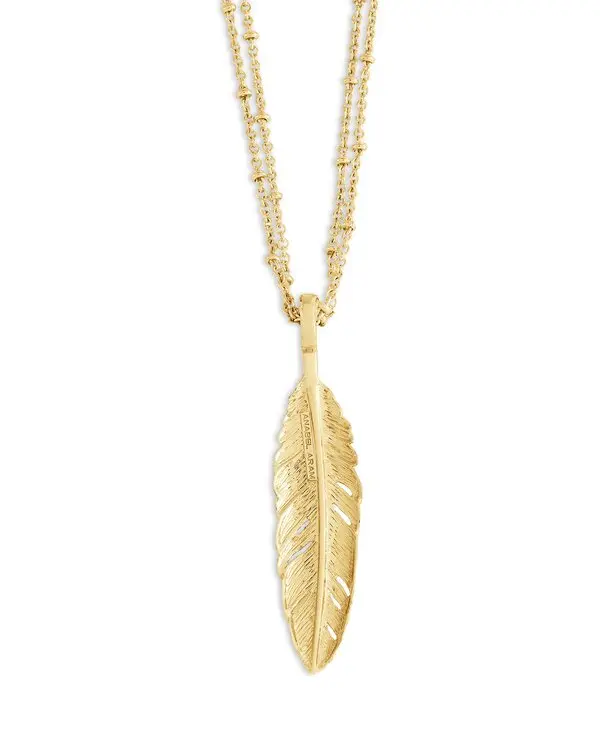 ANABEL ARAM Pave Feather Large Pendant Necklace, 17-18