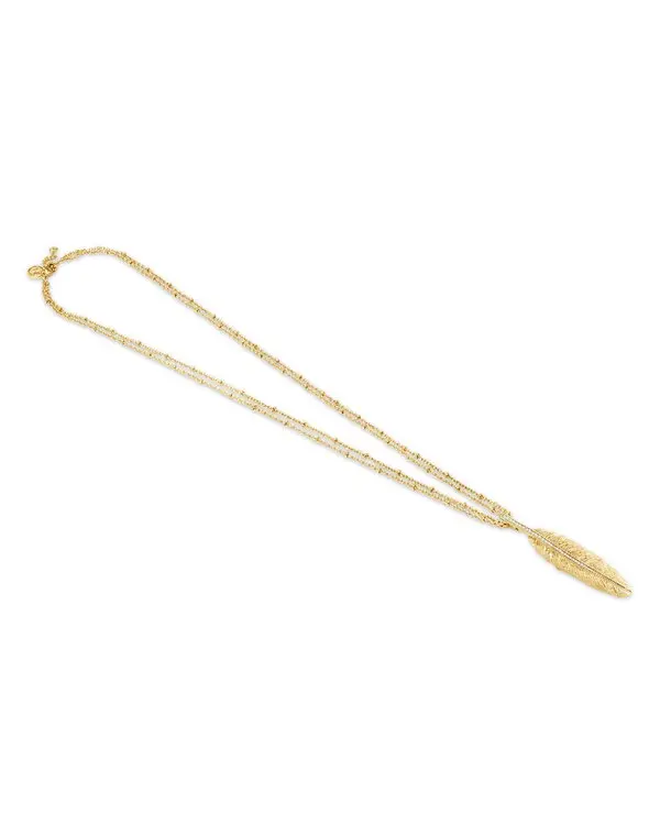 ANABEL ARAM Pave Feather Large Pendant Necklace, 17-18
