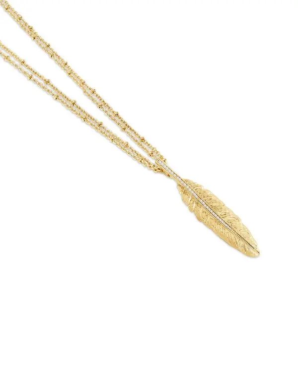 ANABEL ARAM Pave Feather Large Pendant Necklace, 17-18