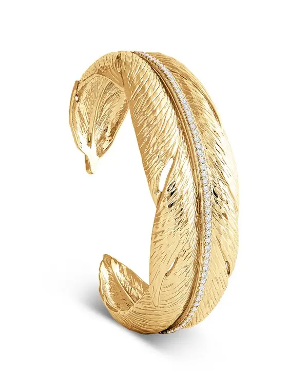 ANABEL ARAM Pave Feather Narrow Cuff Bracelet