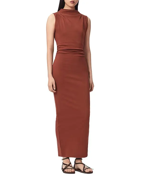 ALLSAINTS Katarina Cowl Neck Dress - Rust Brown