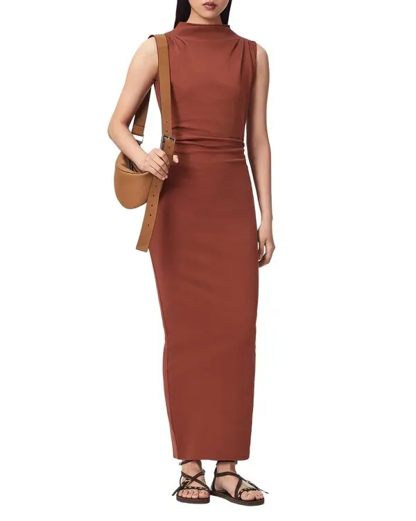 ALLSAINTS Katarina Cowl Neck Dress - Rust Brown