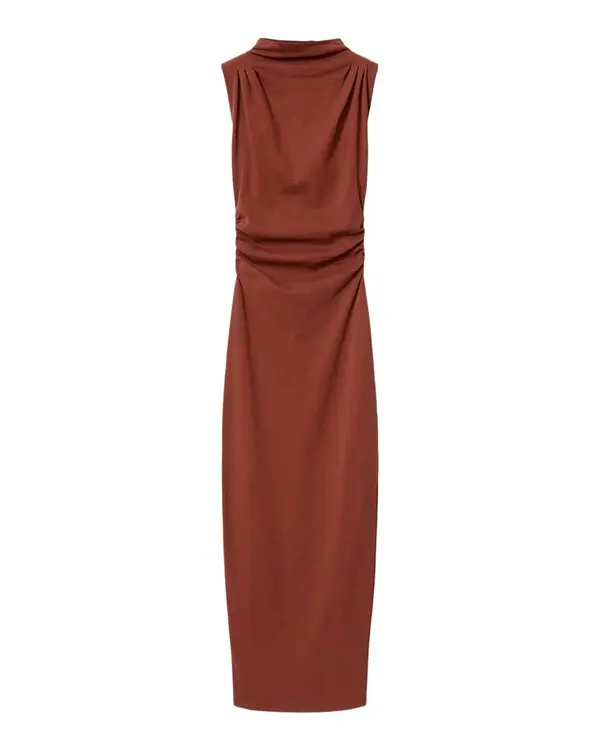 ALLSAINTS Katarina Cowl Neck Dress - Rust Brown