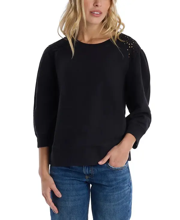 WILT CLOTHING Eyelet Mix Top - Black