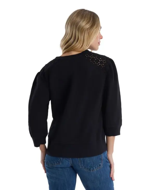 WILT CLOTHING Eyelet Mix Top - Black