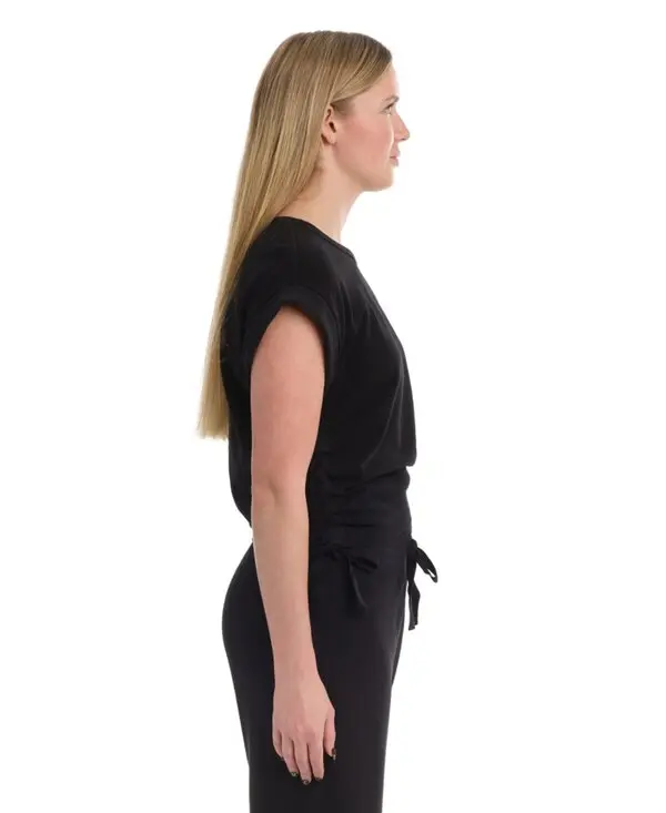 WILT CLOTHING Round Neck Side Drawstrings Top - Black
