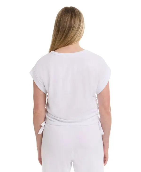 Wilt Round Neck Top With Adjustable Side Drawstrings - White