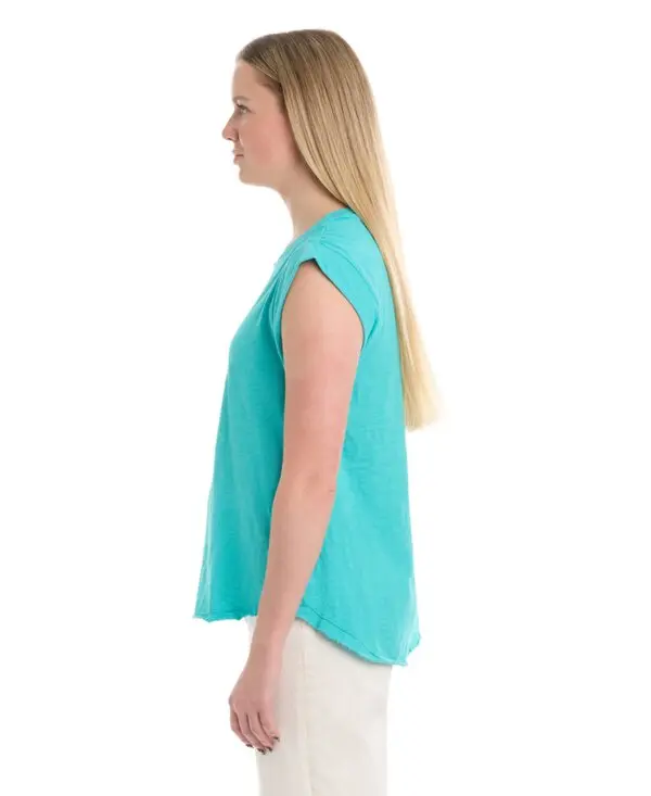 WILT CLOTHING Ruched Shoulder Tee - Baltic