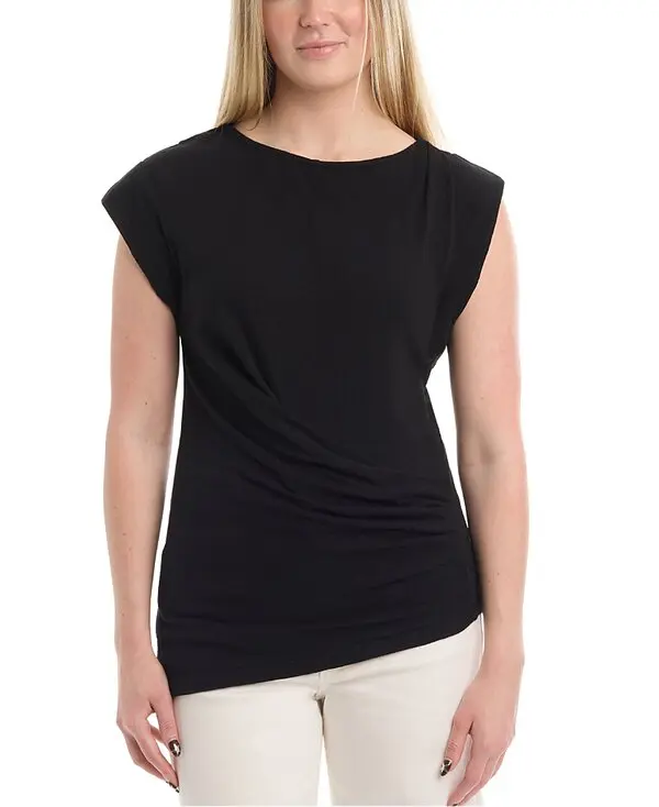 WILT CLOTHING Boat Neck Rolled Cuff Tee - Black