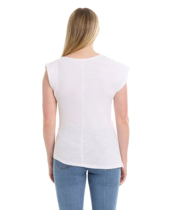 WILT CLOTHING Boat Neck Rolled Cuff Tee - White
