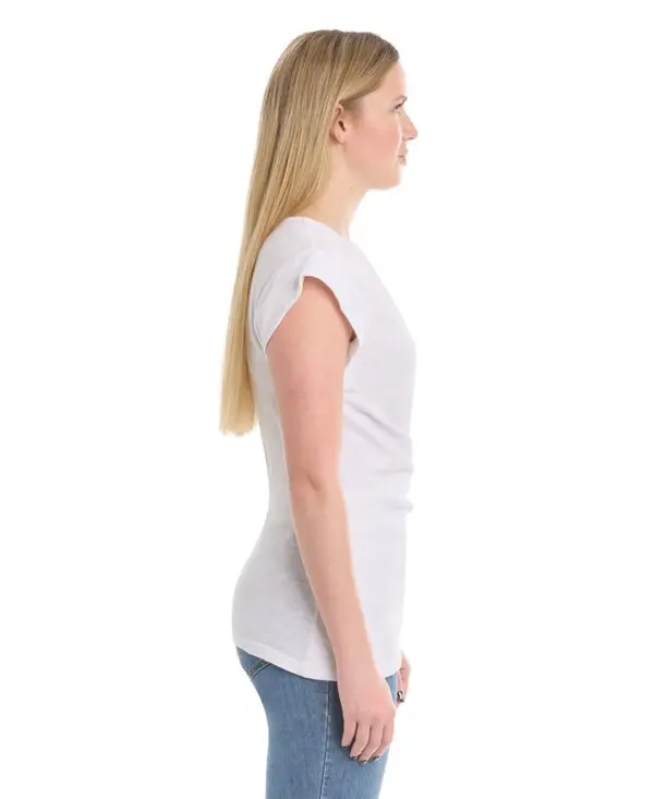 WILT CLOTHING Boat Neck Rolled Cuff Tee - White