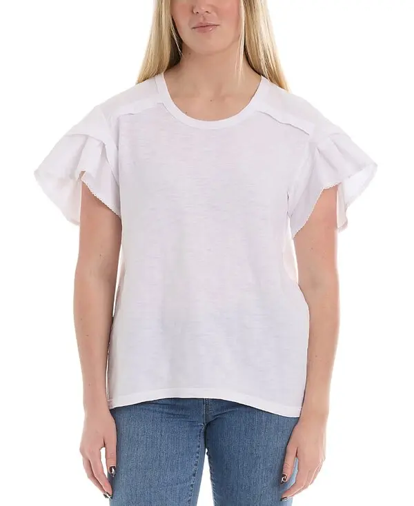 WILT CLOTHING Ruffle Short Sleeve Tee - White