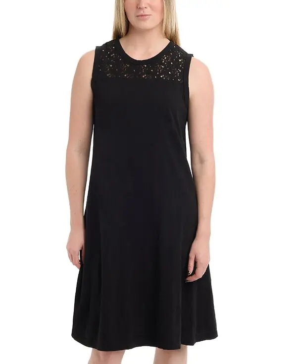 WILT CLOTHING Sleeveless Lace Yoke Dress - Black