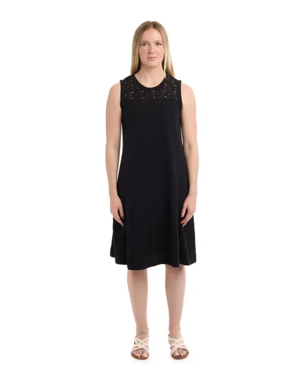 WILT CLOTHING Sleeveless Lace Yoke Dress - Black