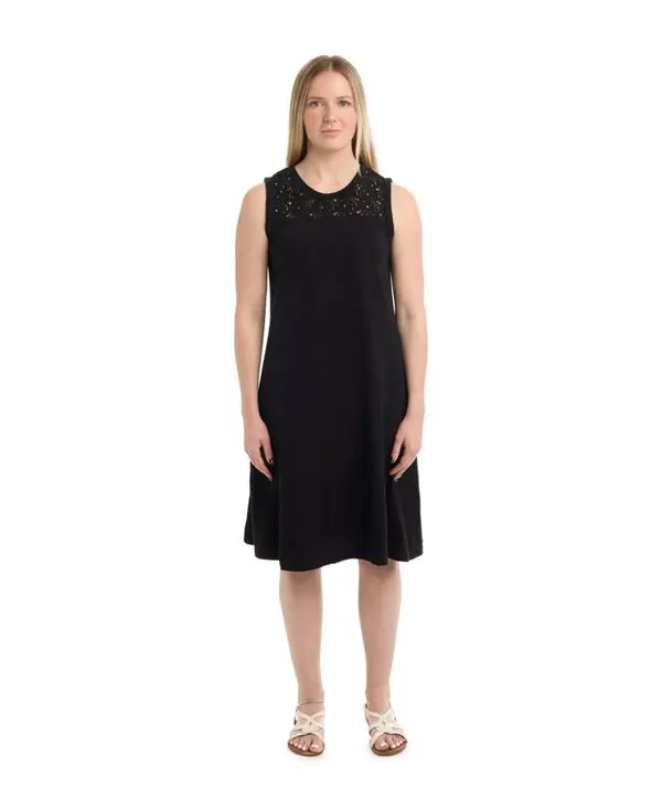 WILT CLOTHING Sleeveless Lace Yoke Dress - Black