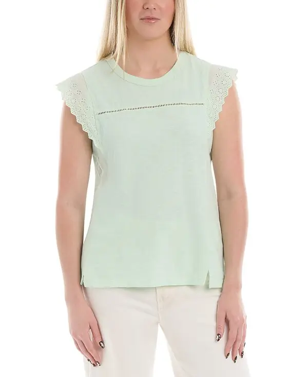 WILT CLOTHING Eyelet Cap Sleeve Tee - Bay